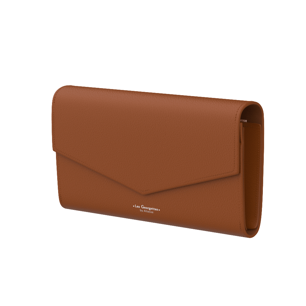 Camel purse with Résille design, Nude Mesh lining