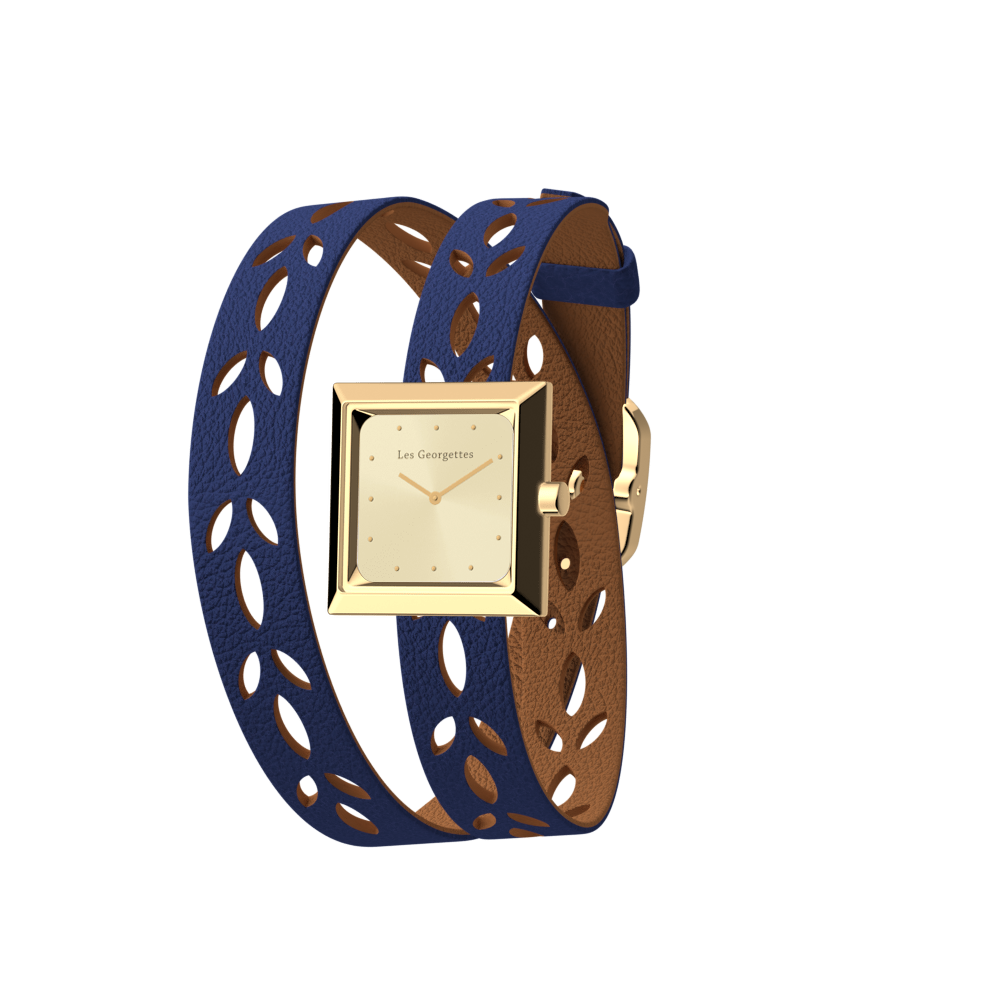 Reversible Denim Blue / Canyon watch, l'Absolue square watch case, Gold ...
